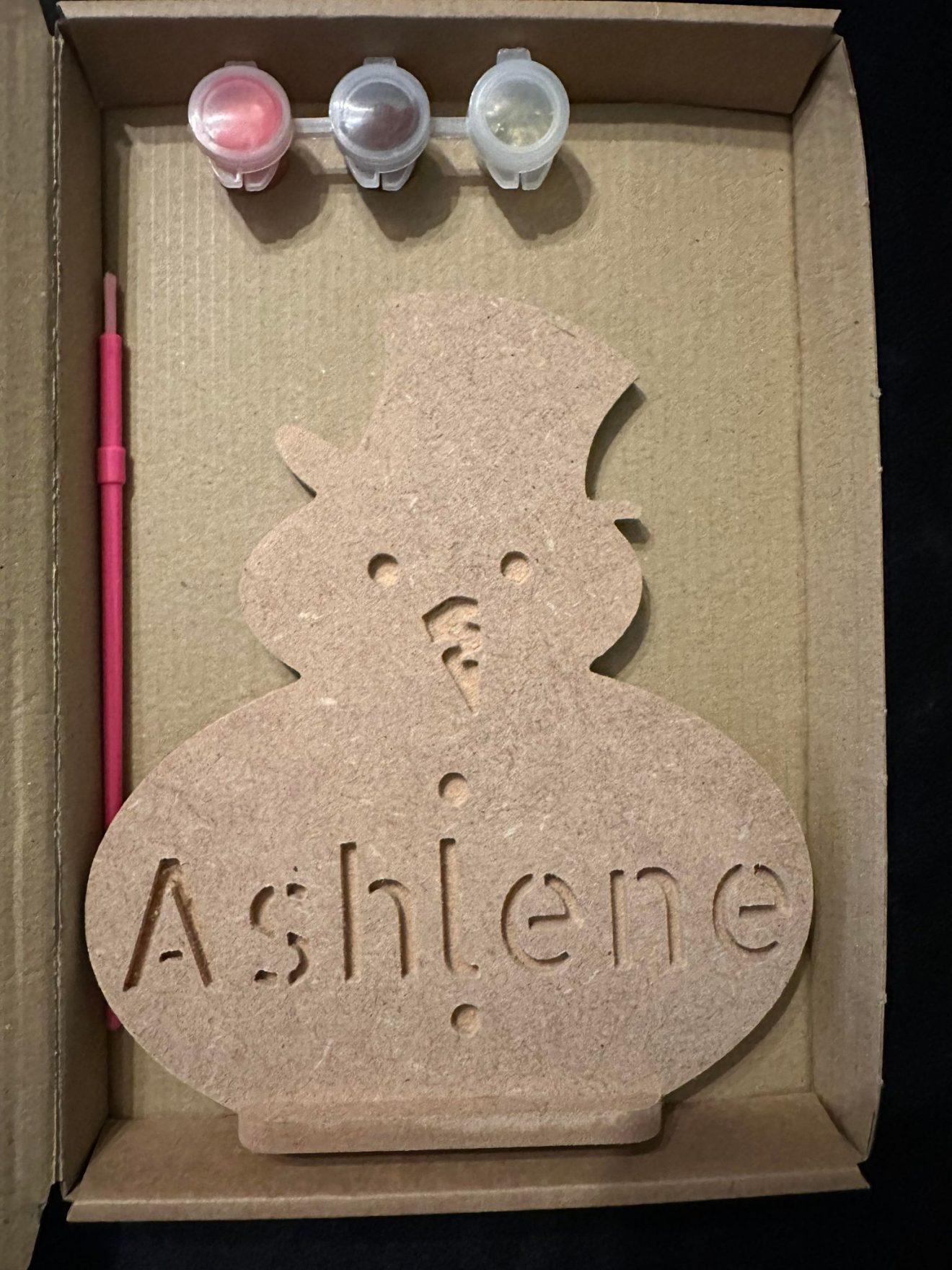 Personalised Snowman - Christmas Craft Box - Woodings Woodshack